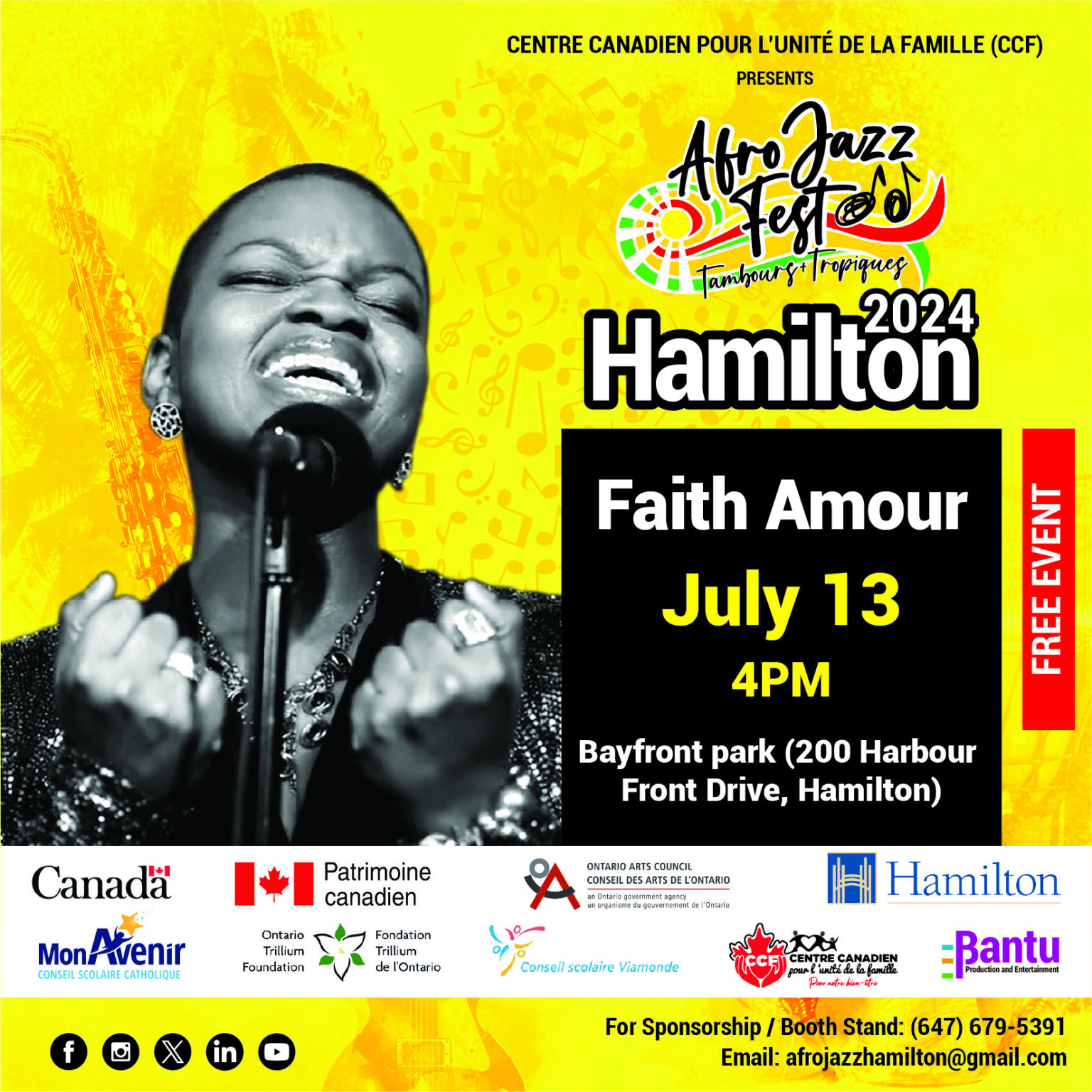 AfroJazz Fest 2024 - Hamilton - Centre canadien pour l'unité de la famille